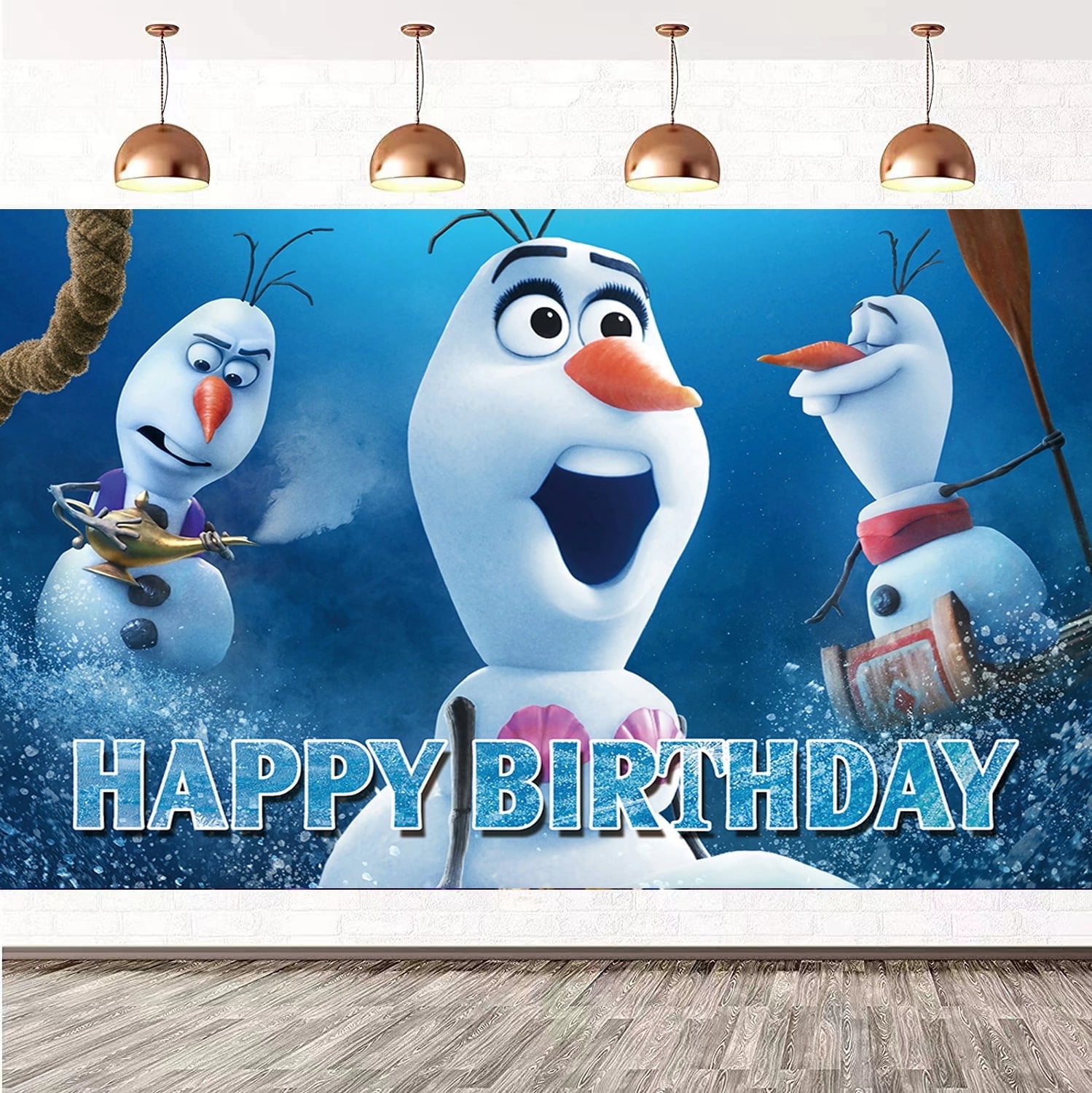 Cartoon Olaf Birthday Backdrop Banner Party Supplies Happy Birthday ...