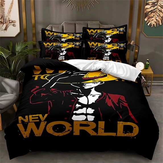 Cartoon One Piece Bedding Set 3D Printed Duvet Cover Set Queen Size ...