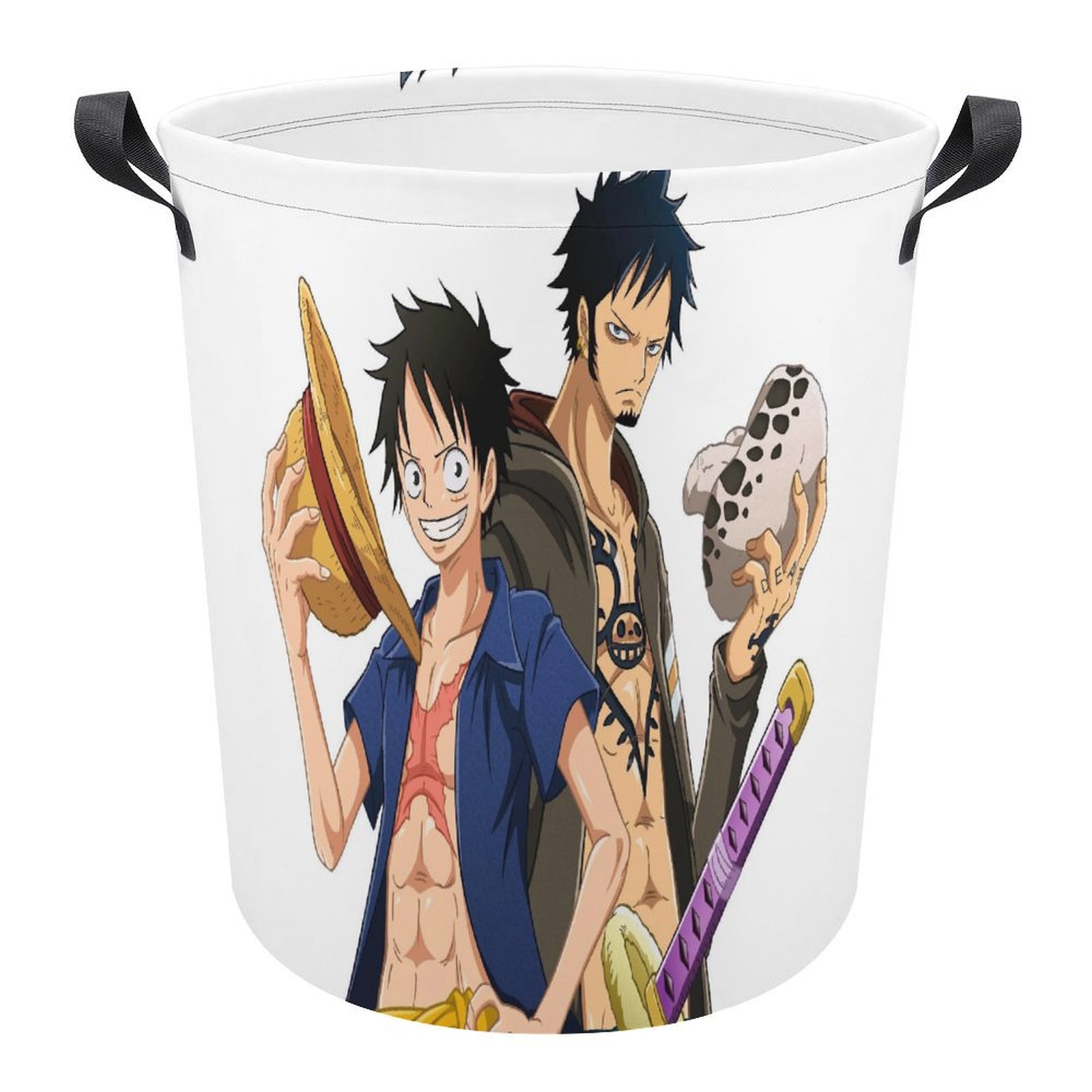Cartoon One Piece Laundry Hamper Circular Laundrys Basket Waterproof ...