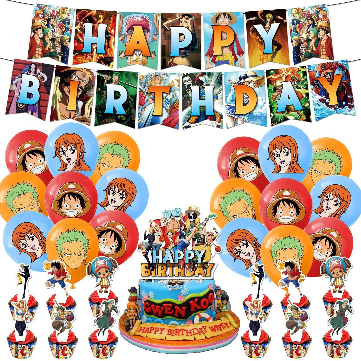 Cartoon One Piece Party Decorations, Birthday Supplies including ...