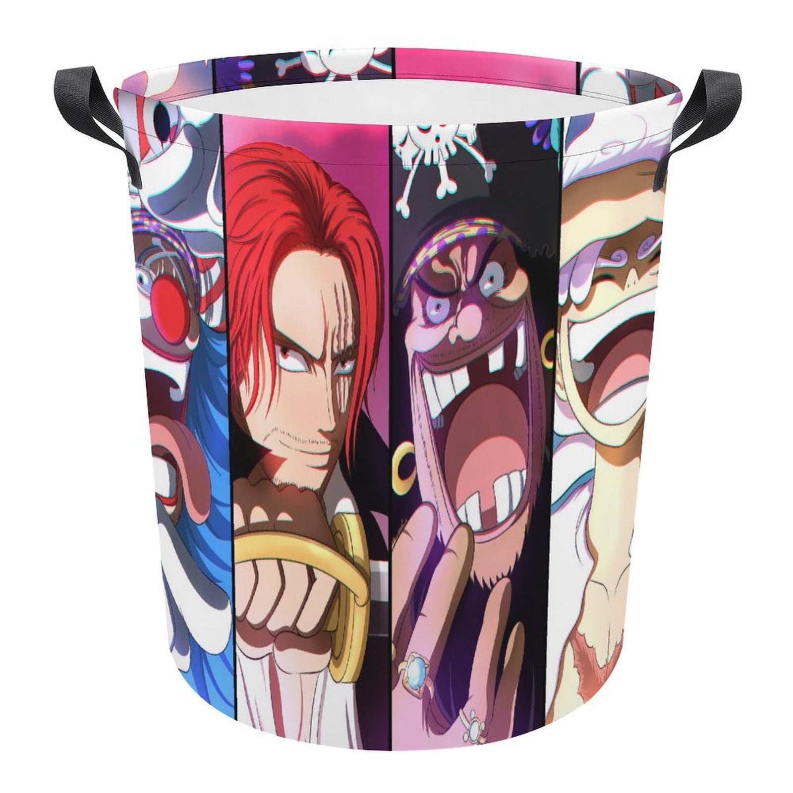 Cartoon One Piece Storage Basket Circular Hamper with Handle Foldable ...