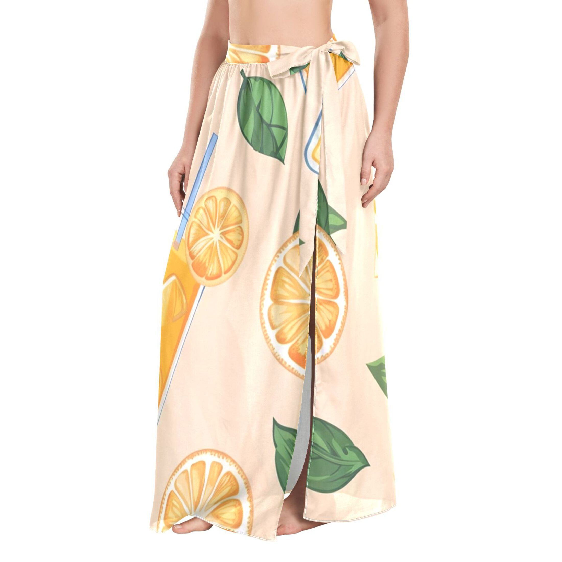Cartoon Orange Juice Leaves Women's Swimwear Cover Ups Strappy Beach ...