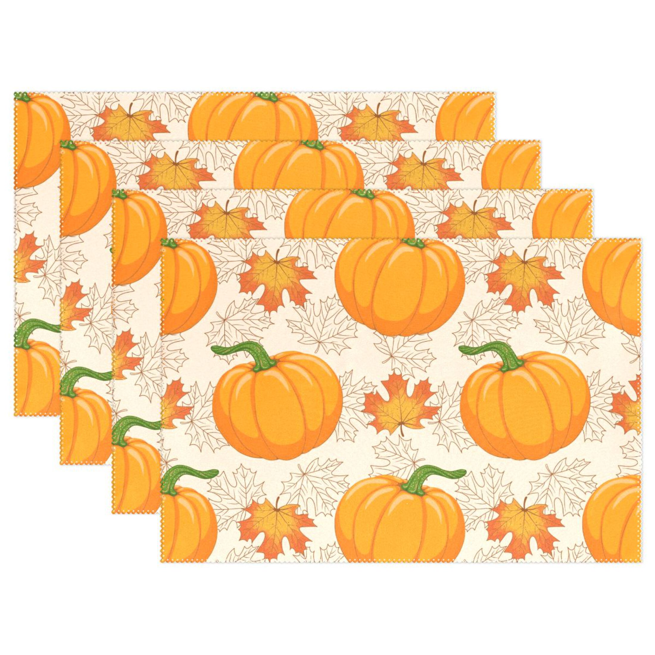 Cartoon Orange Pumpkin Placemats Set of 4 Dining Table Mat Linen ...