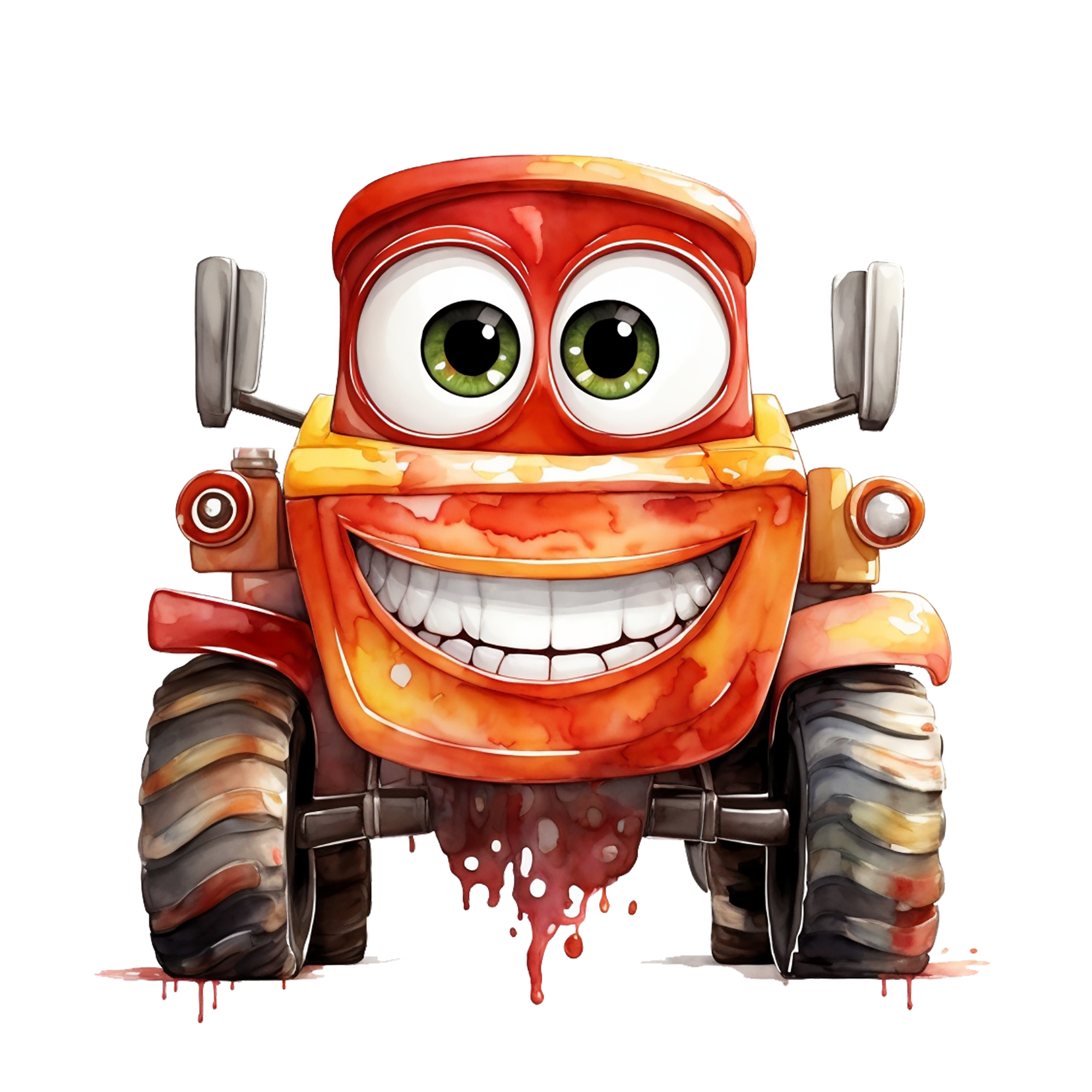 Cartoon Orange Truck With Green Eyes, Smiling Birthday Theme Photo ...