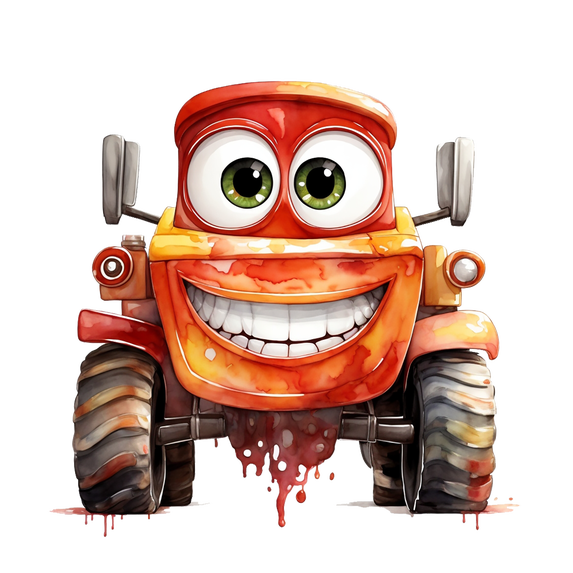 Cartoon Orange Truck With Green Eyes, Smiling Birthday Theme Photo ...