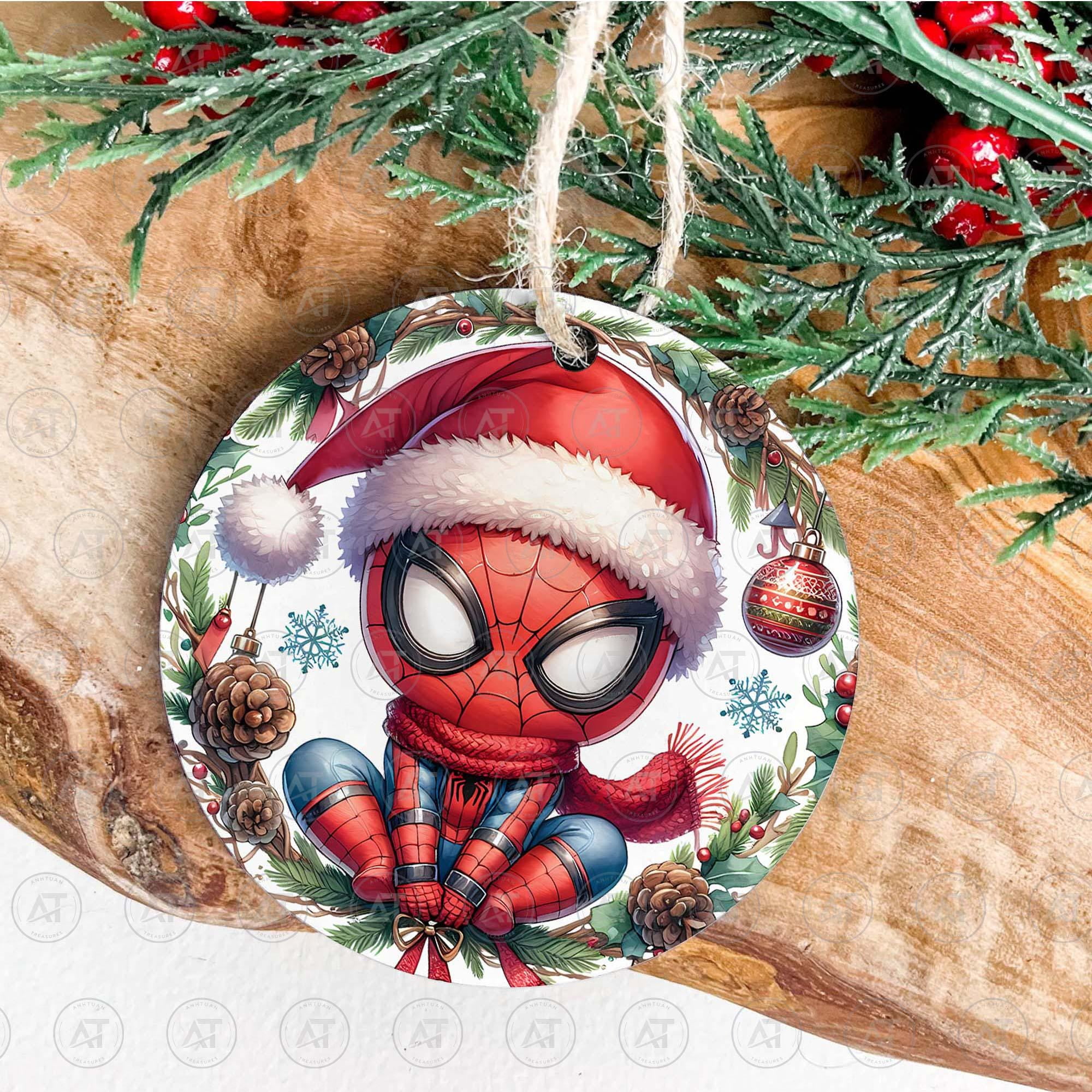 Cartoon Ornament Superhero Ornament Santa Claus Ornament Flat Ceramic ...