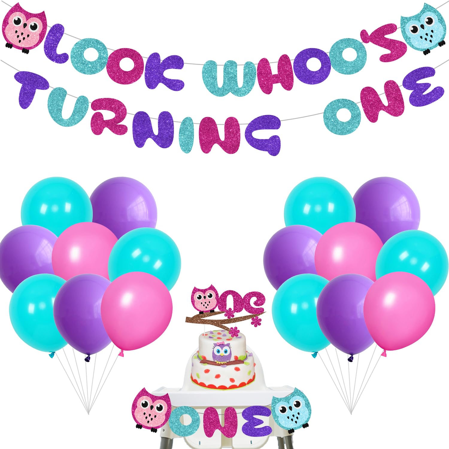 Cartoon Owl 1st Birthday Party Decorations ZLK1 for Boys Girls with ...
