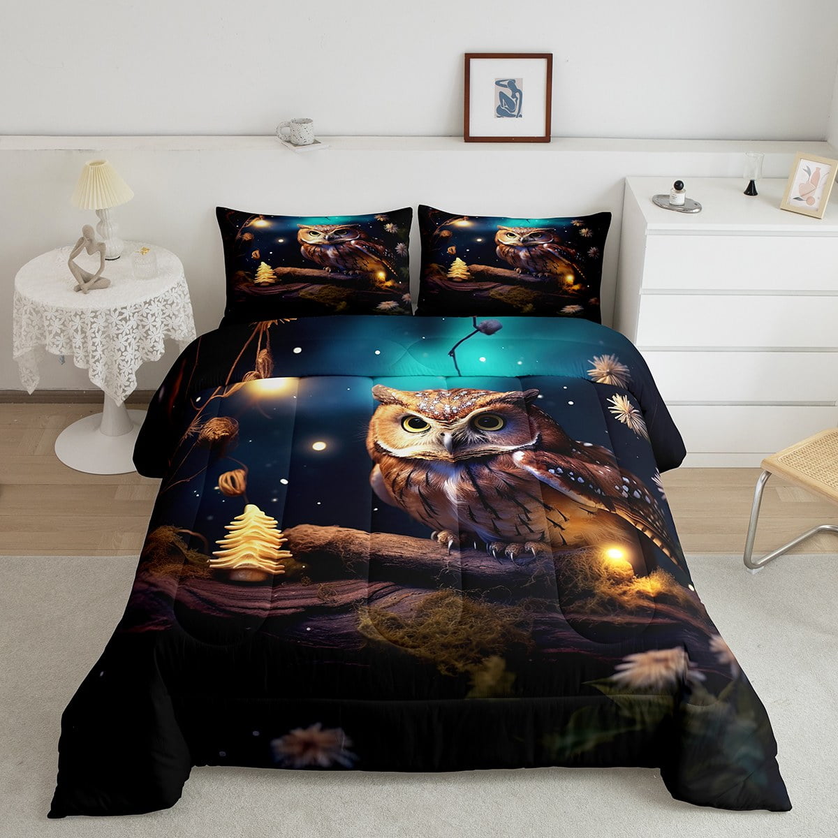 Cartoon Owl Comforter Set Wild Bird Animal Bedding Comforter Sets ...