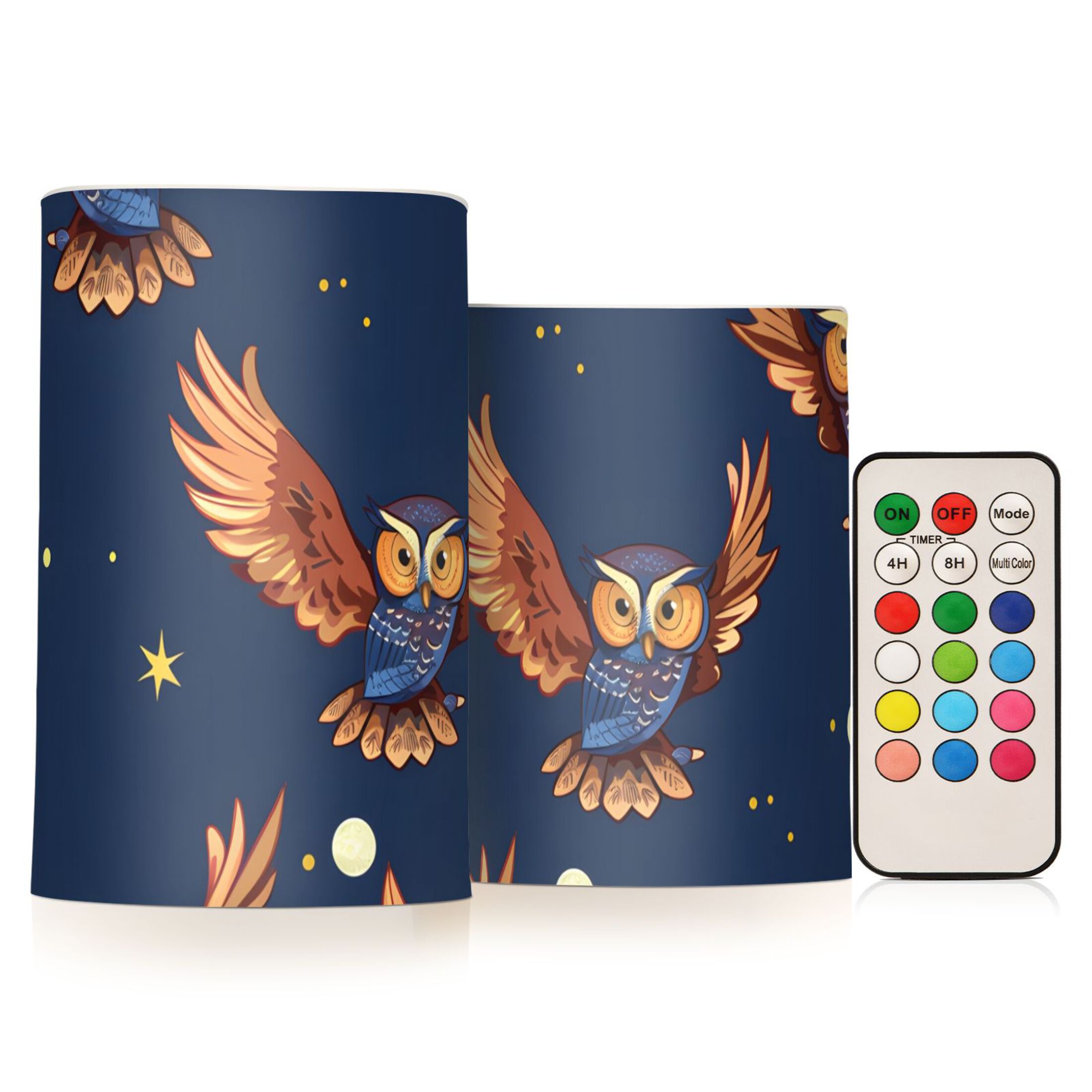 Cartoon Owl Flying in Night Flameless Candles with Remote Timer LED ...