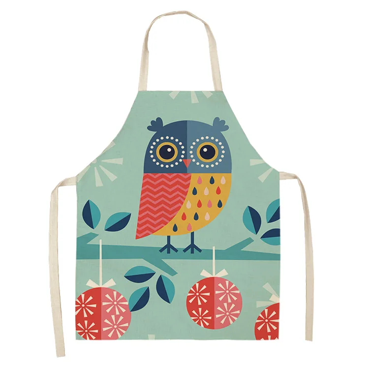 Cartoon Owl Fox Pattern Apron Household Cleaning Utensils Kitchen Oil ...