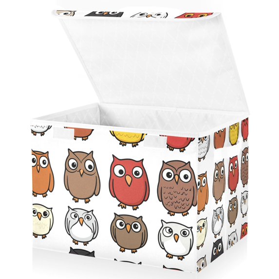 Cartoon Owls Storage Basket for Shelves Foldable Container Organizer ...