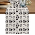 Cartoon Owls Table Runner 90 Inches, Modern Abstract Cute Birds Bed ...