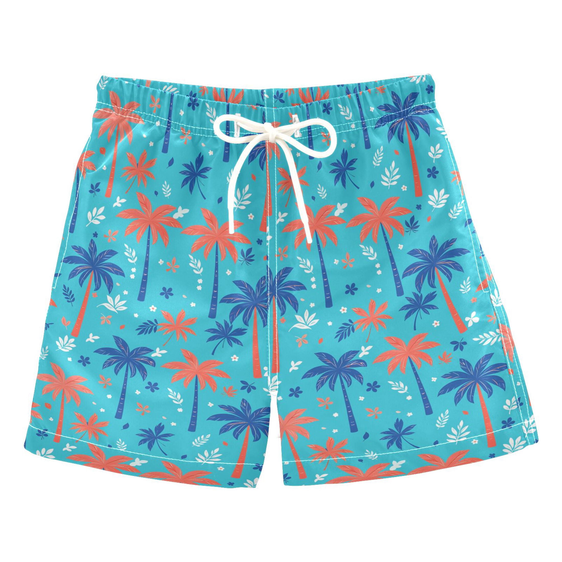 Cartoon Palm Tree Swim Trunks Quick Dry Beach Pool Board Shorts ...