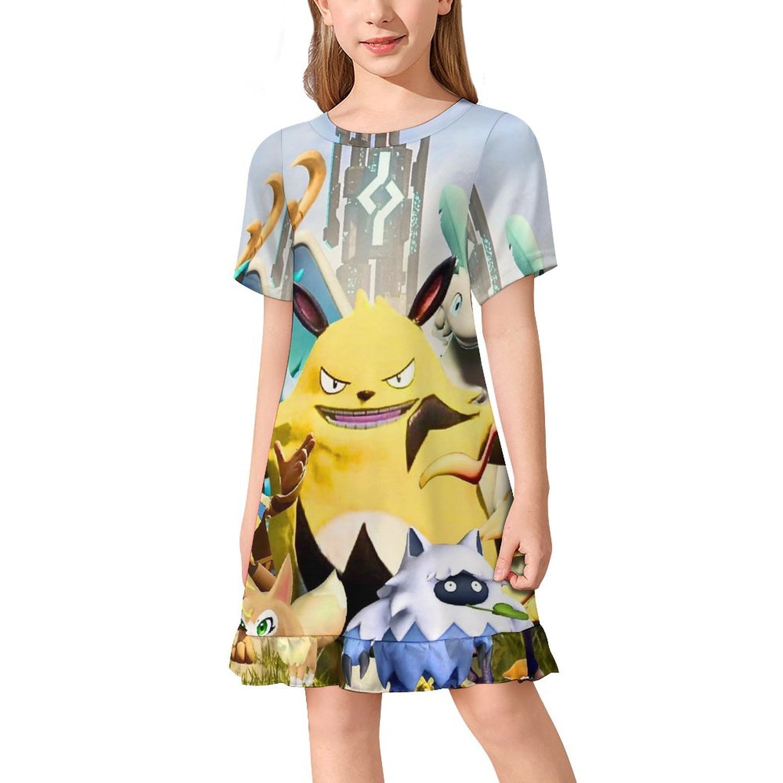 Cartoon Palworld Game Children's Short Sleeved Dress 3D Printed ...