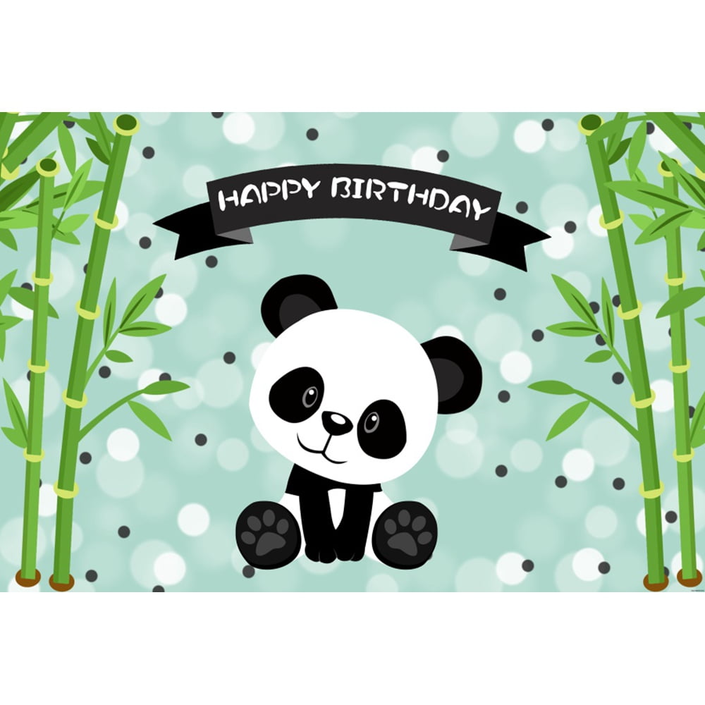 Cartoon Panda Birthday Backdrop Green Bamboo Baby Shower Photo ...