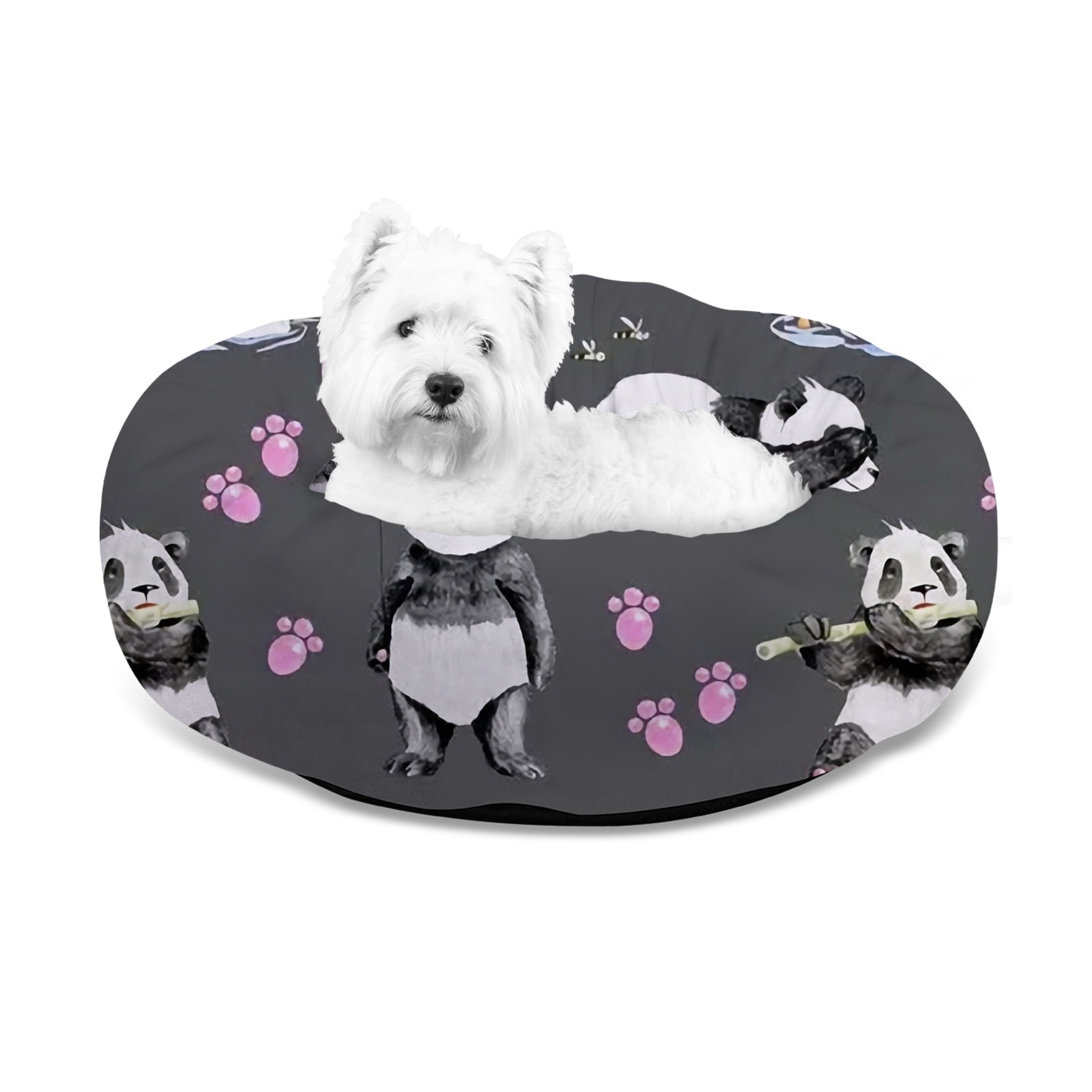 Cartoon Panda Dog & Cat Bed, Flannel Cozy Washable Dog Sofa Bed Cushion ...