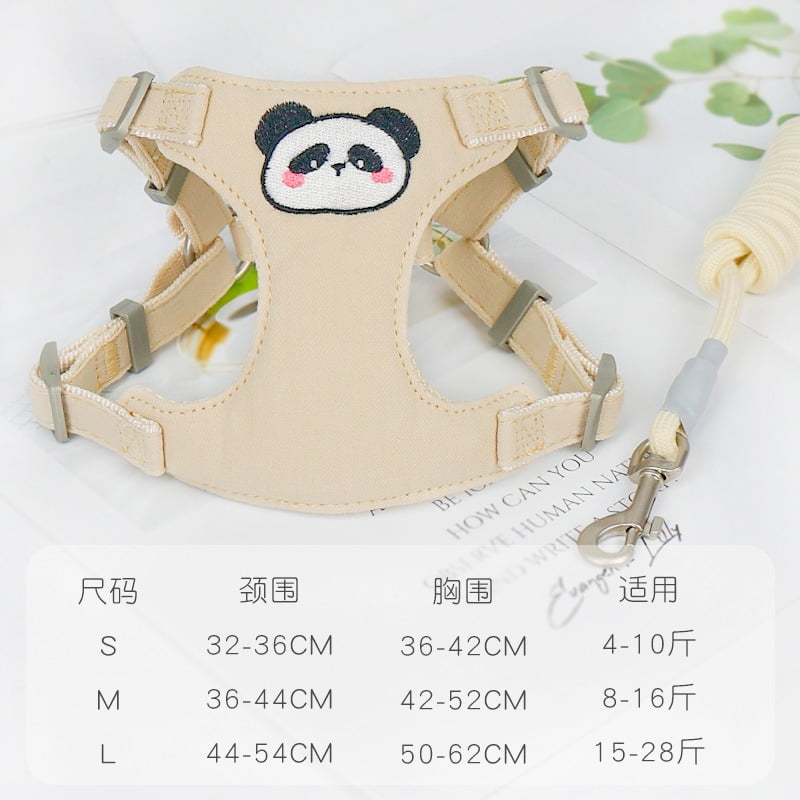 Cartoon Panda Dog Traction Rope Tank Top Small Dog Walking Rope Teddy ...