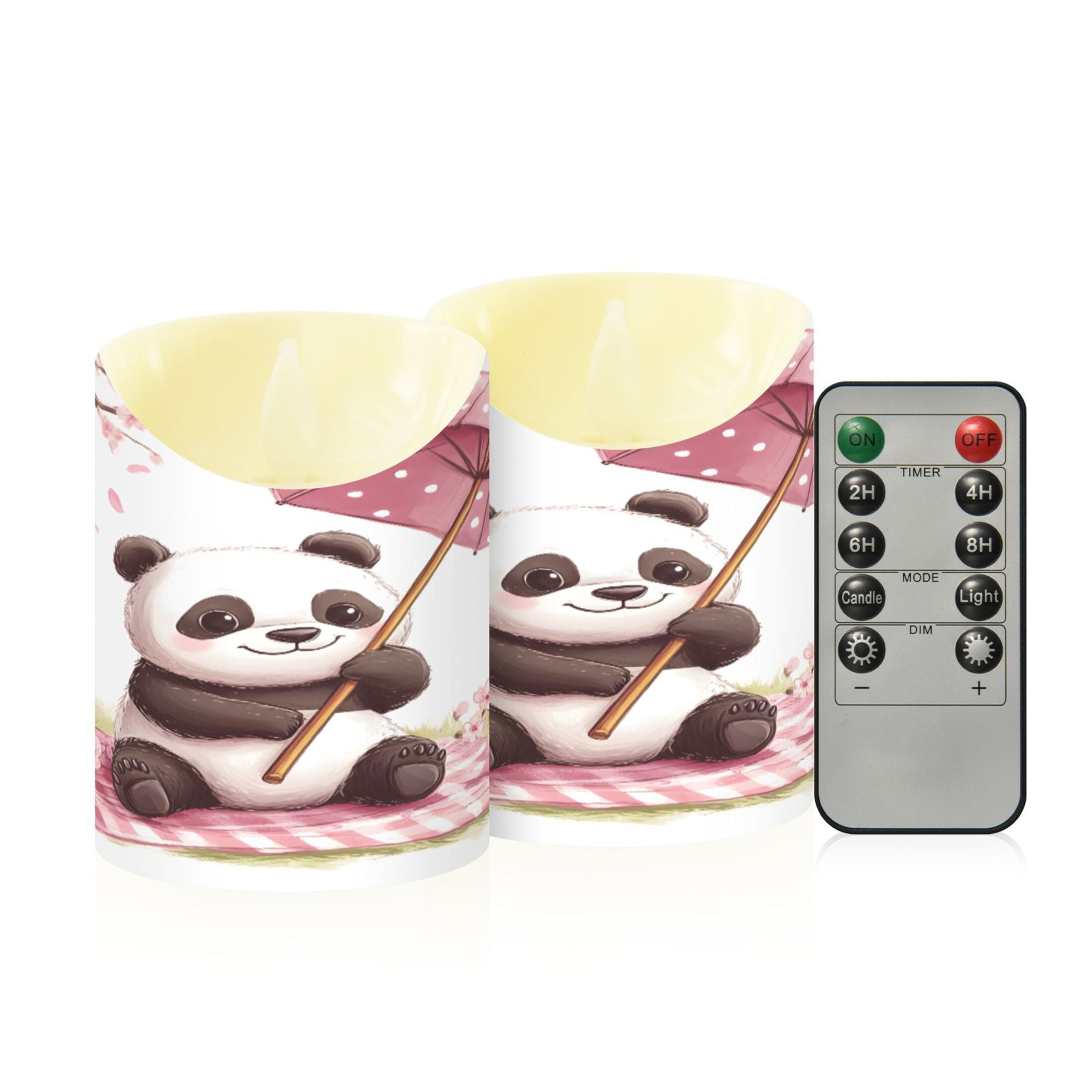 Cartoon Panda Flameless Candles 2 PCS with Remote Realistic Moving ...