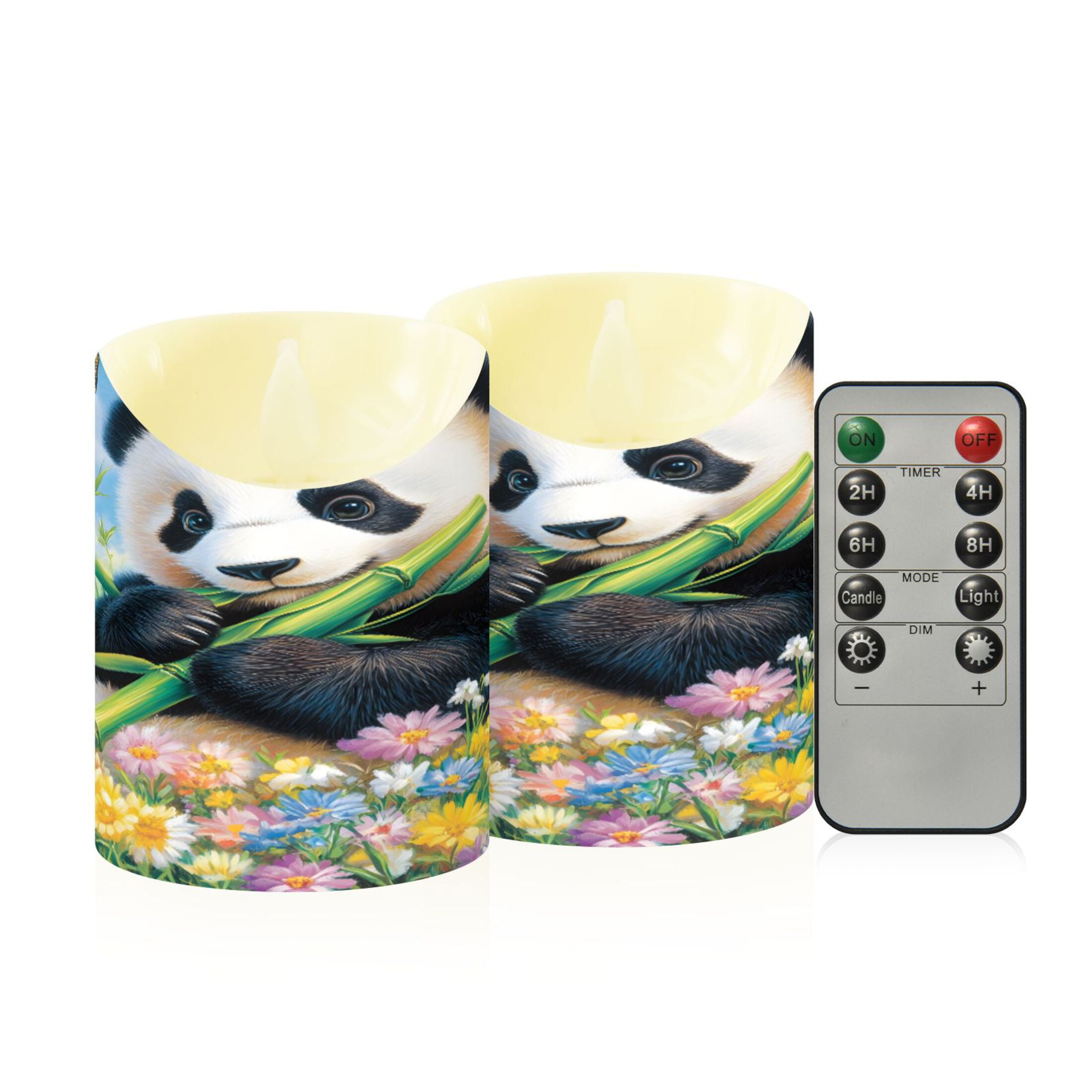 Cartoon Panda Flameless Candles 2 PCS with Remote Realistic Moving ...