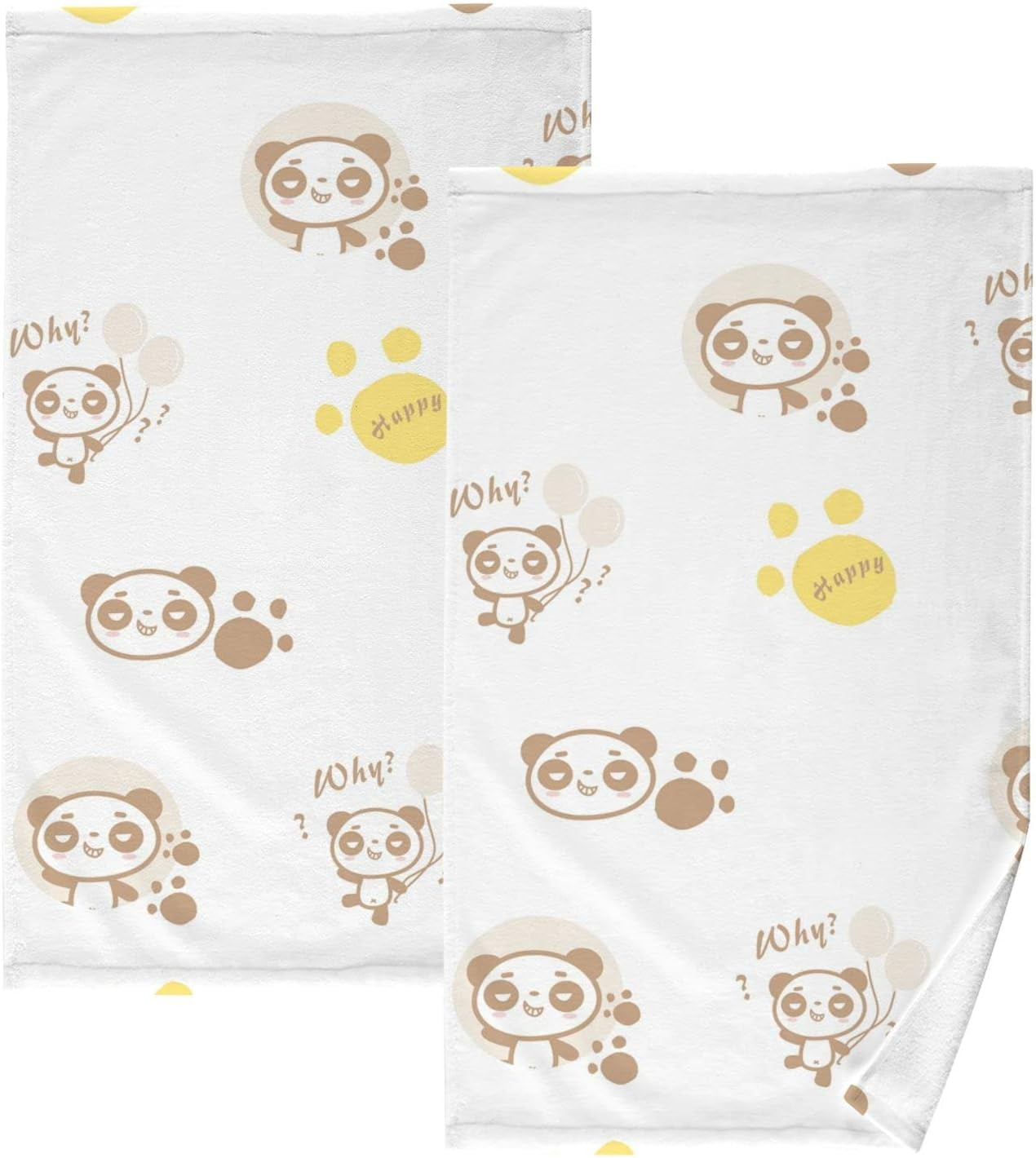 Cartoon Panda Footprint Towels Set of 2, Super Soft Absorbent Hand ...