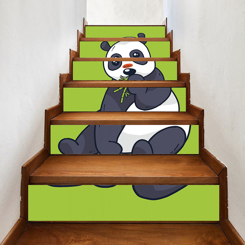 Cartoon Panda Stair Stickers Cute Black and White Animal Staircase ...