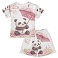 Cartoon Panda Summer Pajama Set Soft Cotton Short Sleeve Sleepwear 2PCS ...