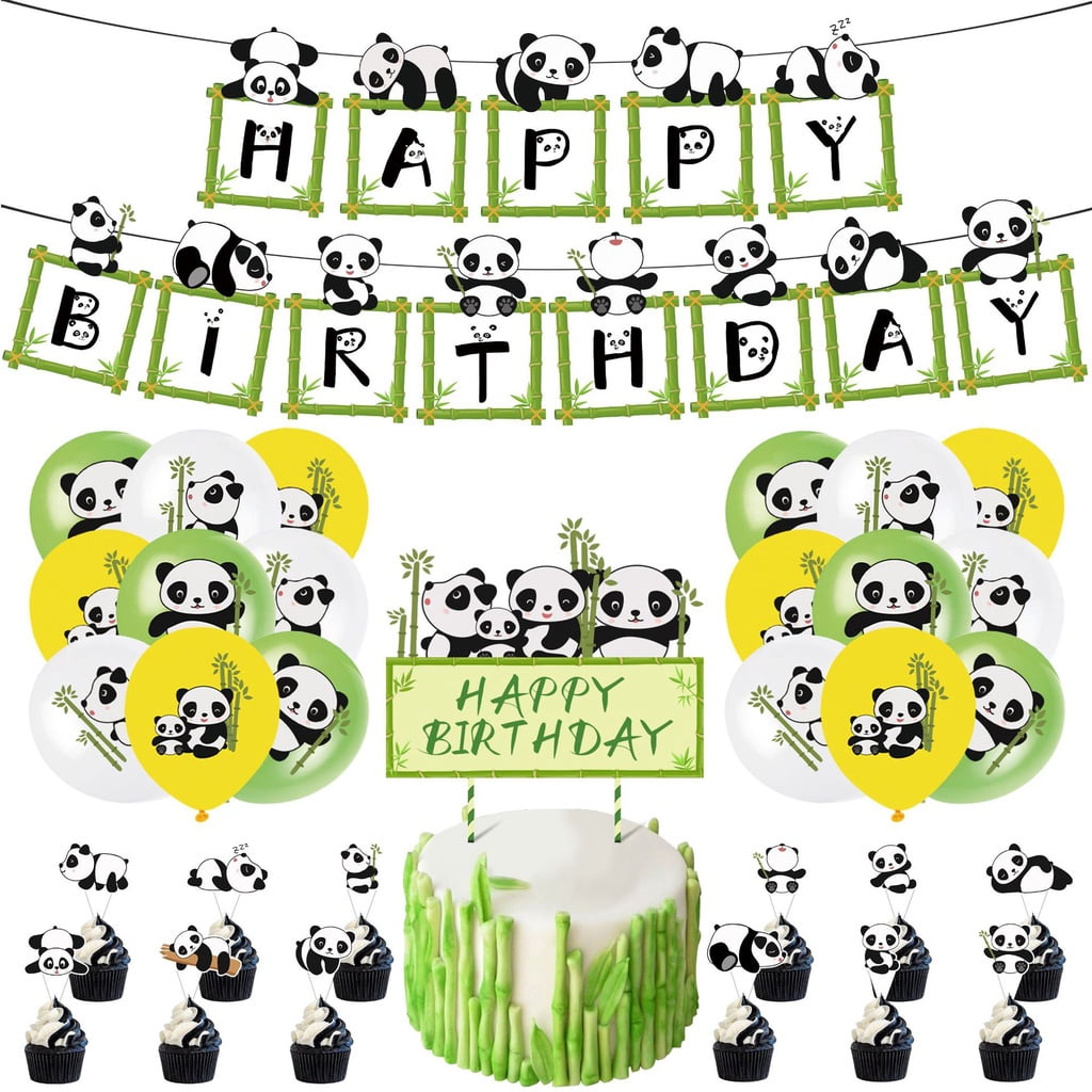 Cartoon Panda Themed Birthday Party Decoration Panda Bamboo Balloons ...