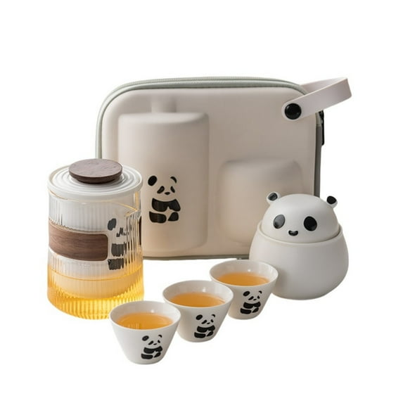 【Cartoon Panda Travel Tea Set】 Portable Ceramic Glass Teapot Set ...
