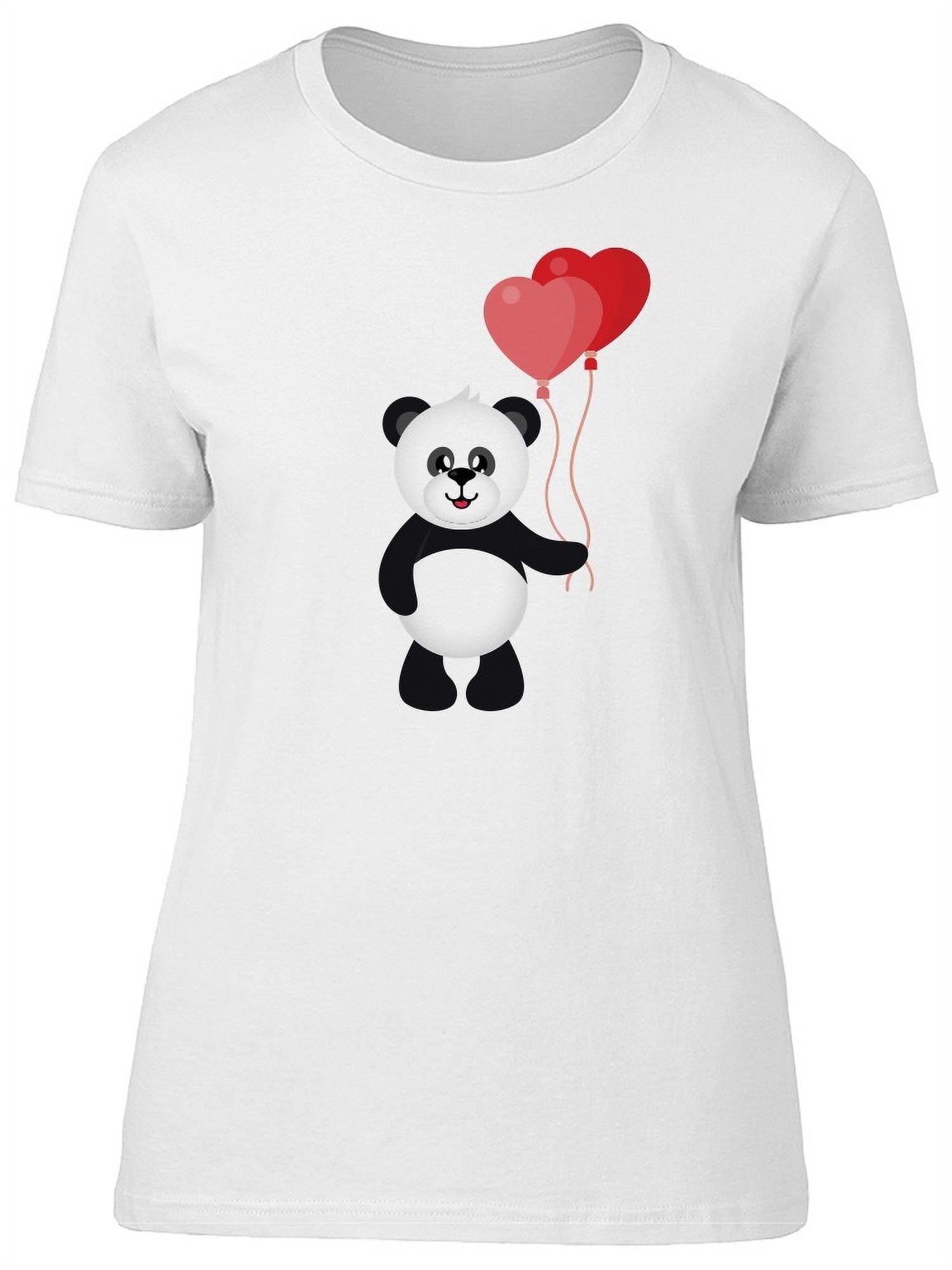 Cartoon Panda With Red Balloons T-Shirt Women -Image by Shutterstock ...