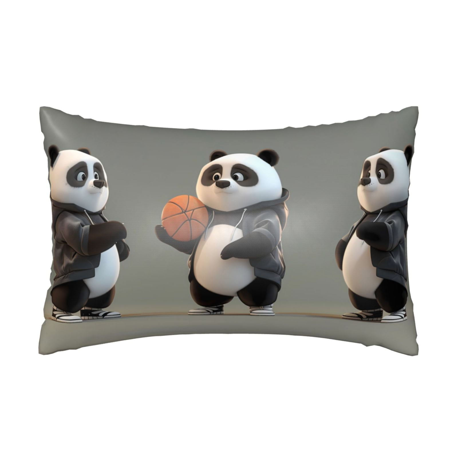 Cartoon Pandas Basketball Silk Pillow Case for Hair And Skin Queen (No ...