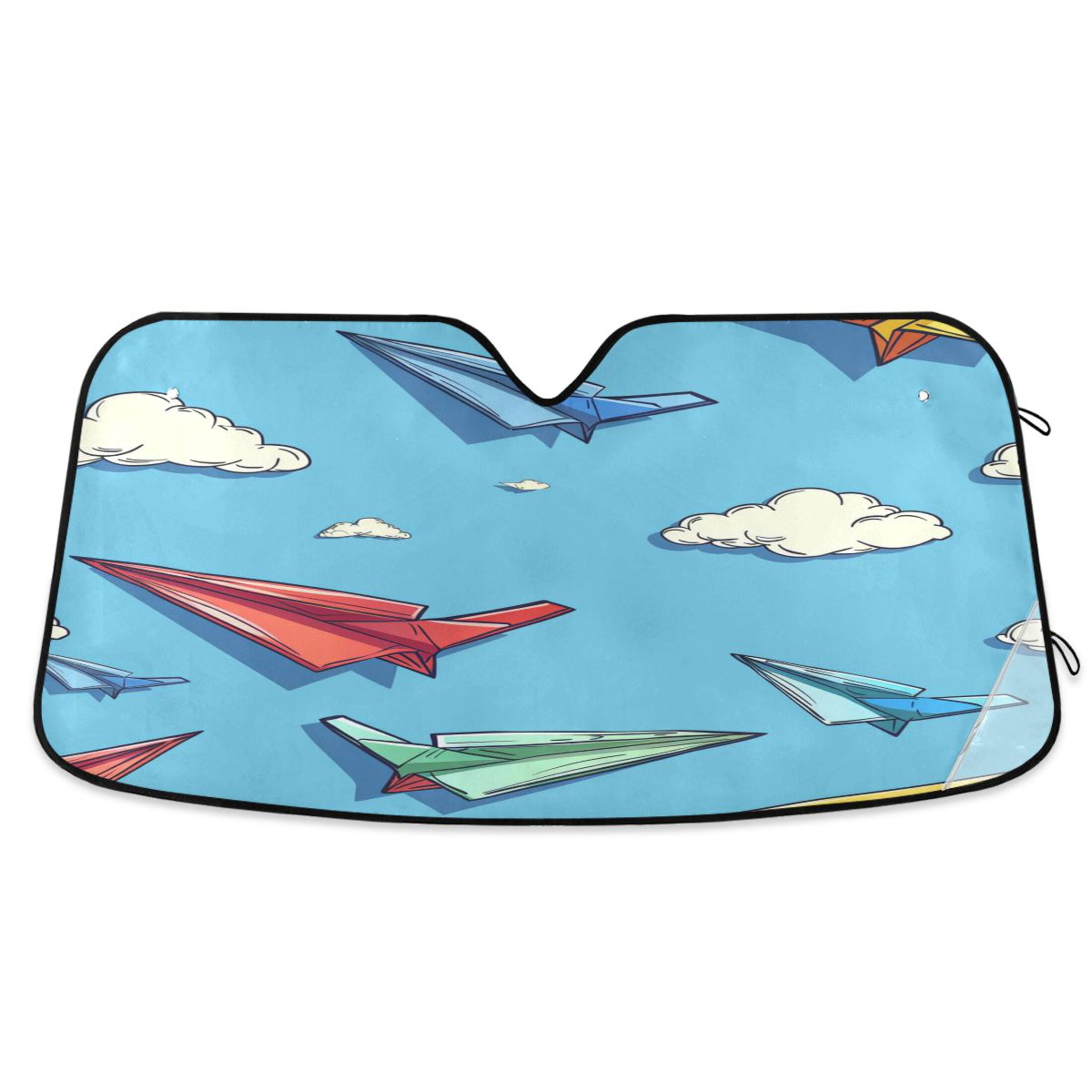 Cartoon Paper Planes and Clouds Windshield Sun Shade Automobile Visor ...