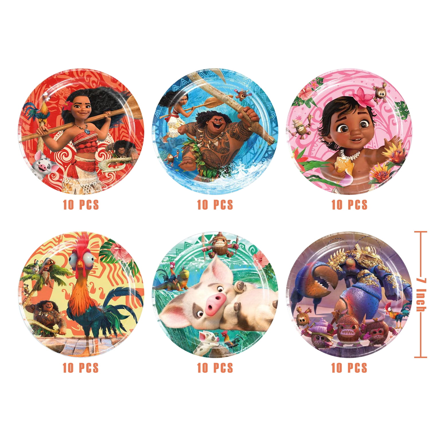 Cartoon Paper Plates Theme Party Supplies (Moana) 60 Pieces Moana Party ...