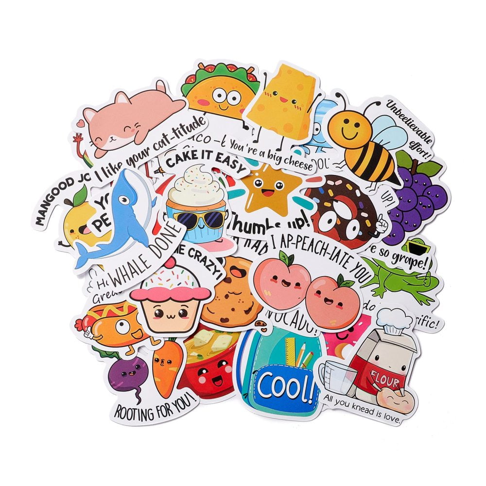 Cartoon Paper Stickers Set Waterproof Adhesive Label Stickers for Water Bottles Laptop Luggage ...