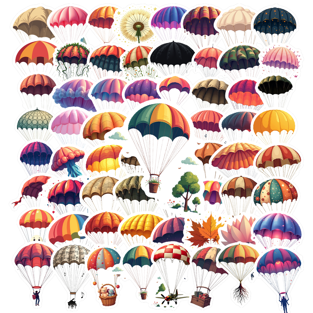 Cartoon Parachute Theme Stickers, Waterproof Parachute Theme Sticker ...
