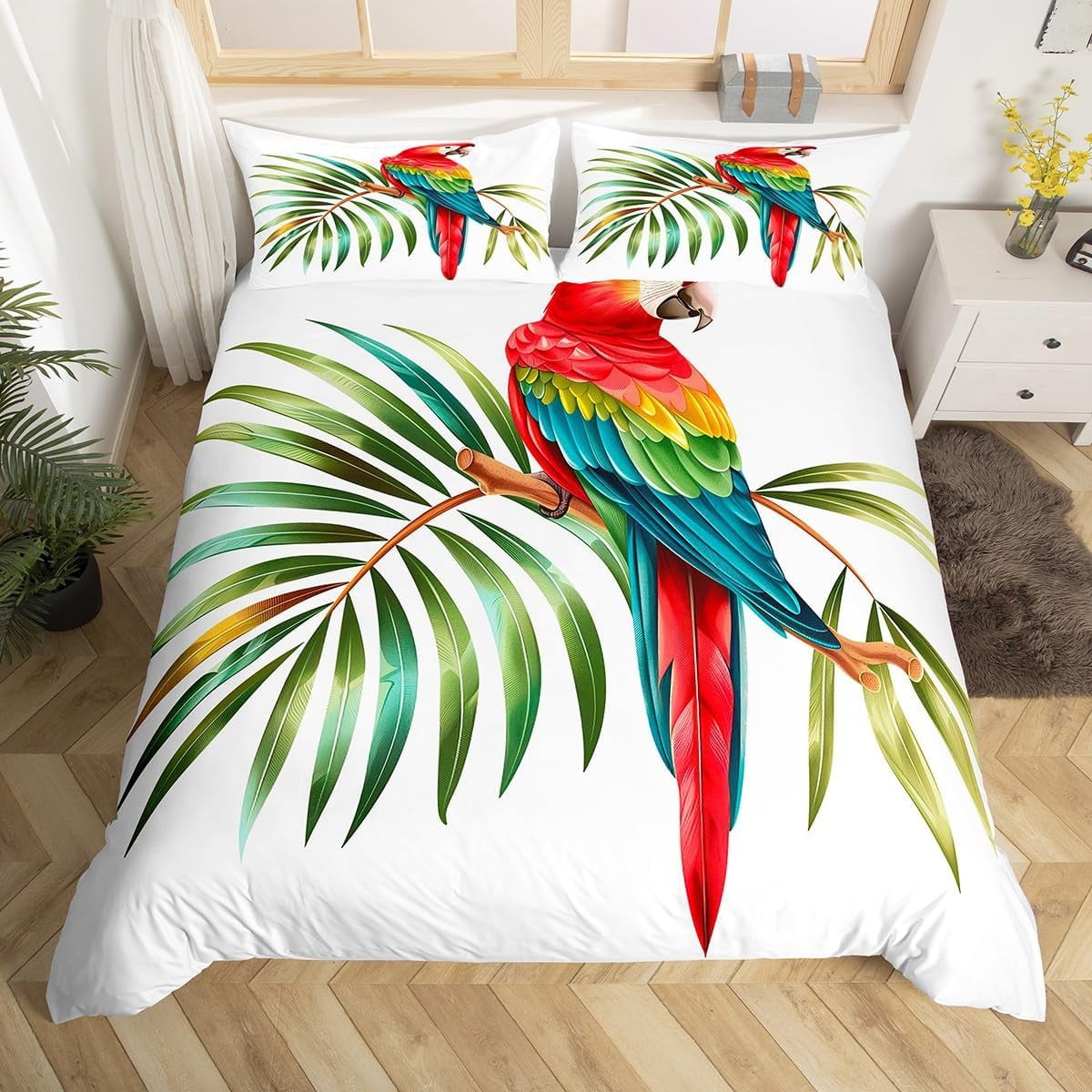 Cartoon Parrot Comforter Cover for Kids Teens Adults Cute Animal Bed ...