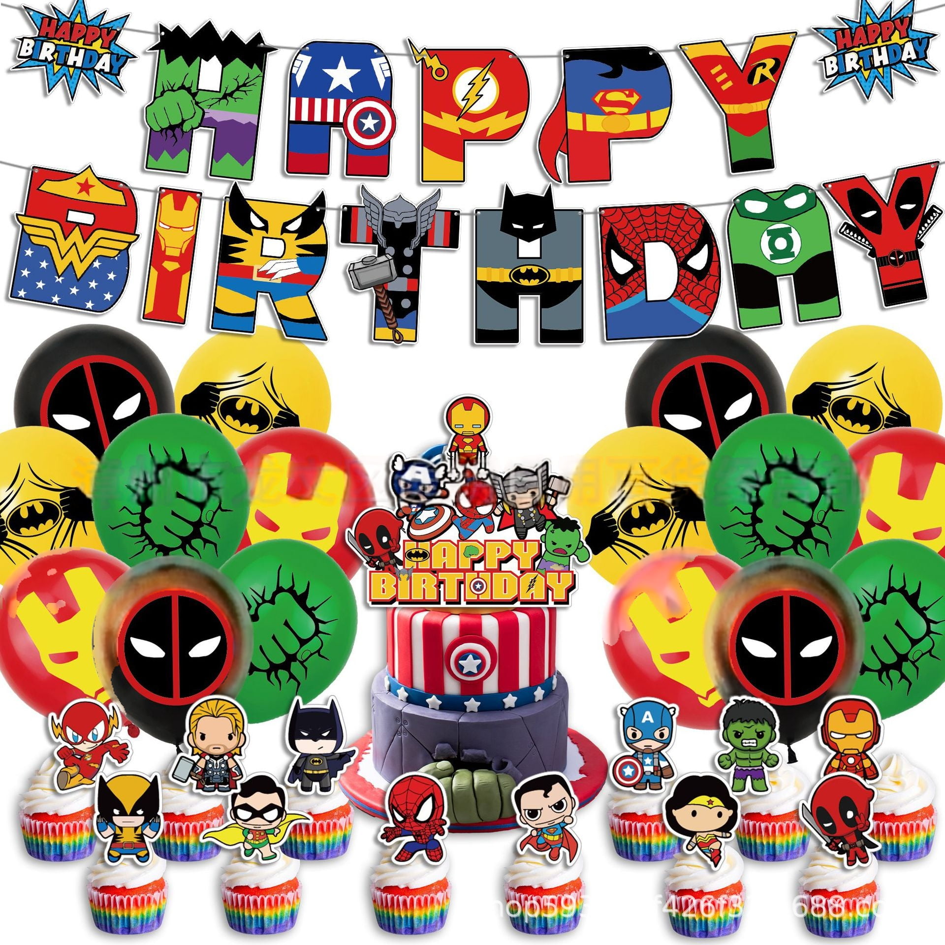 Cartoon Party Decorations, Marvel Birthday Supplies including Banners ...
