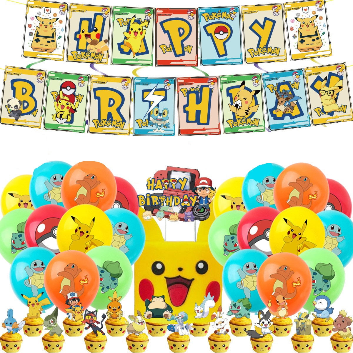 Cartoon Party Decorations, Pokemon Birthday Supplies including Banners ...