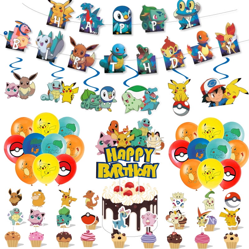 Cartoon Party Decorations, Pokemon Birthday Supplies including Banners ...