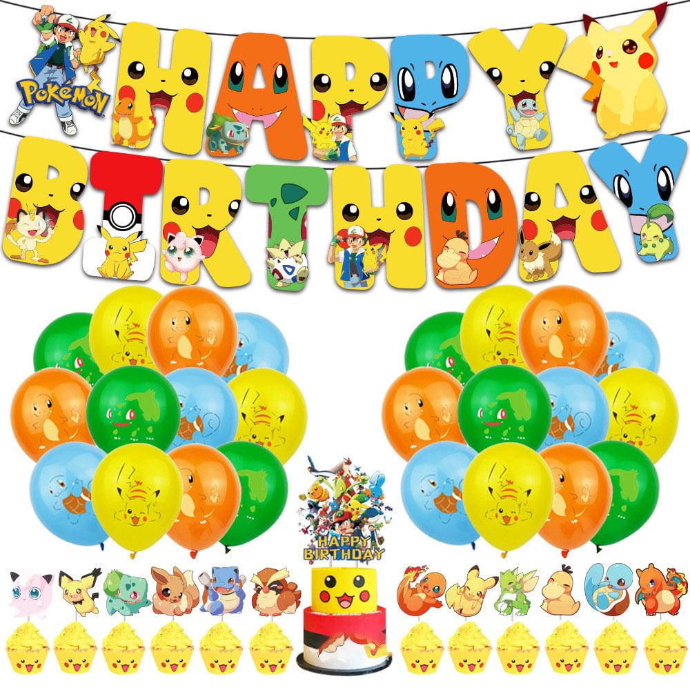 Cartoon Party Decorations, Pokemon Birthday Supplies including Banners ...