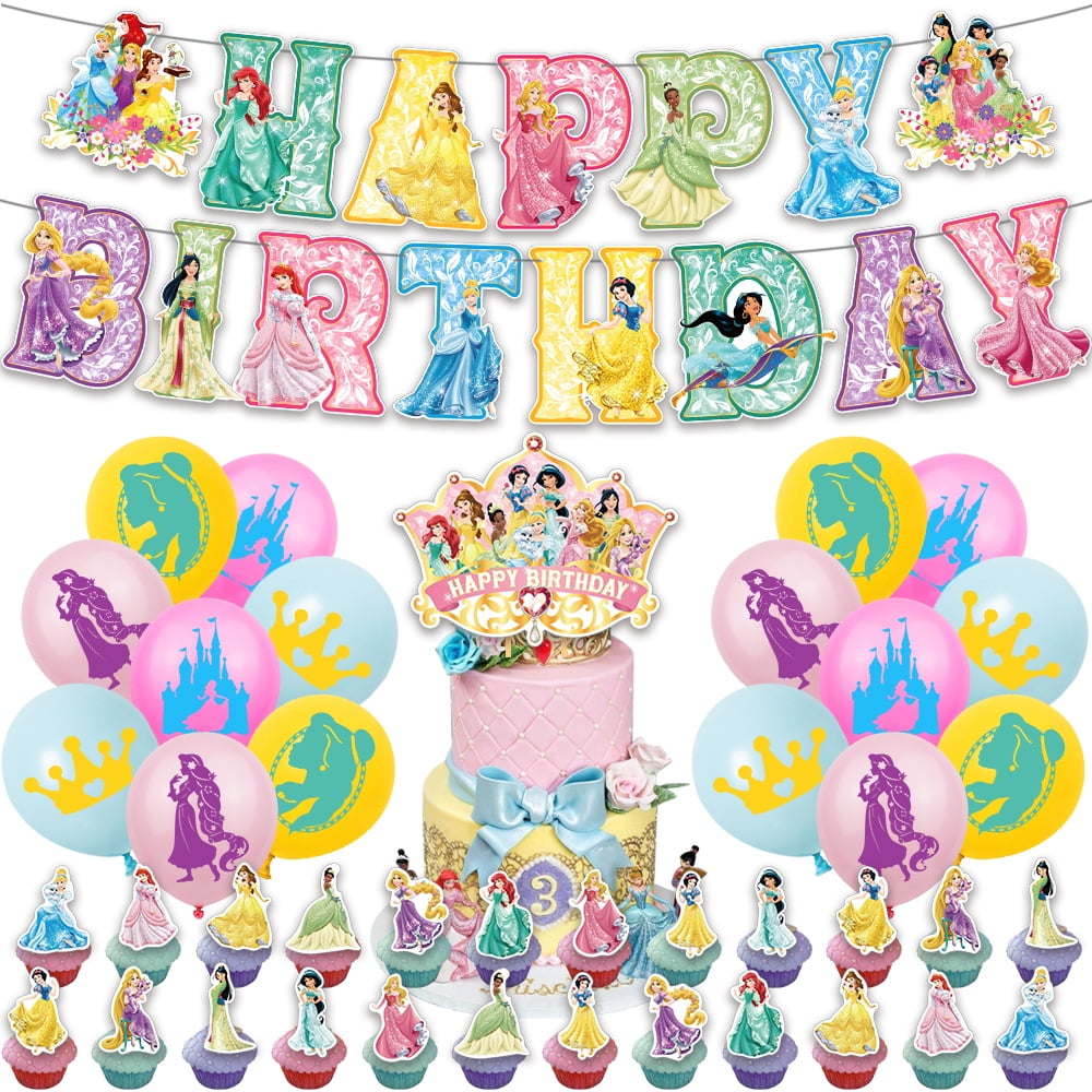 Cartoon Party Decorations, Princess Birthday Supplies including Banners ...