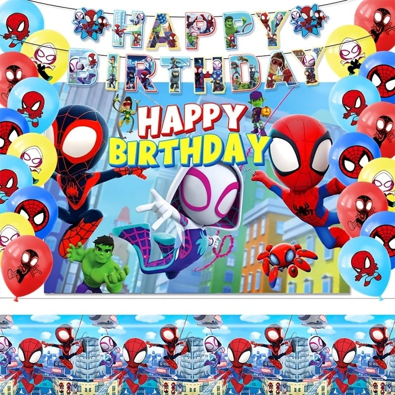 Cartoon Party Decorations, Spidey Birthday Supplies including Banners ...