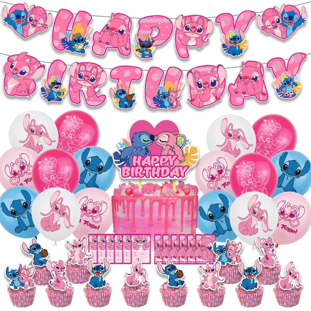 Cartoon Party Decorations, Stitch Birthday Supplies including Banners, Balloons, Cake Toppers ...