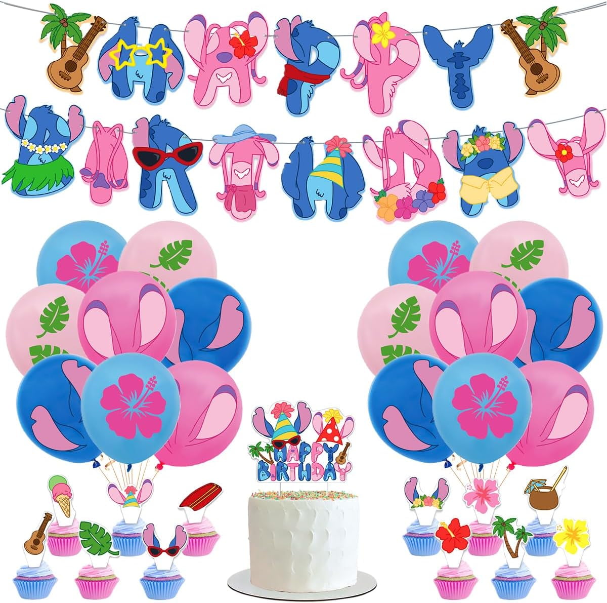 Cartoon Party Decorations, Stitch Birthday Supplies including Banners ...