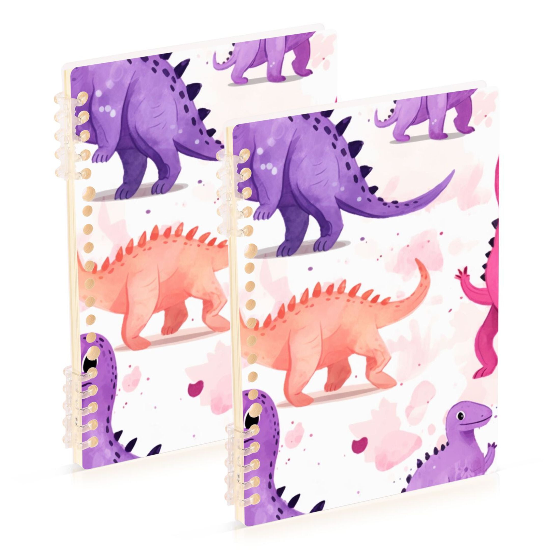 Cartoon Pastel Dinosaurs 2 Pcs Spiral Notebooks 60 Sheets 120 Pages A5 ...