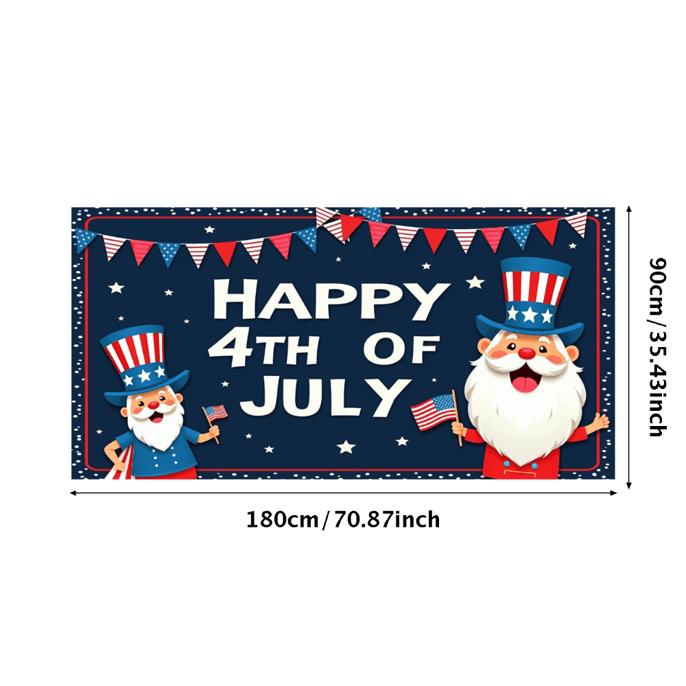 Cartoon Patriotic Banner Happy 4th of July Decorative Design Stars ...