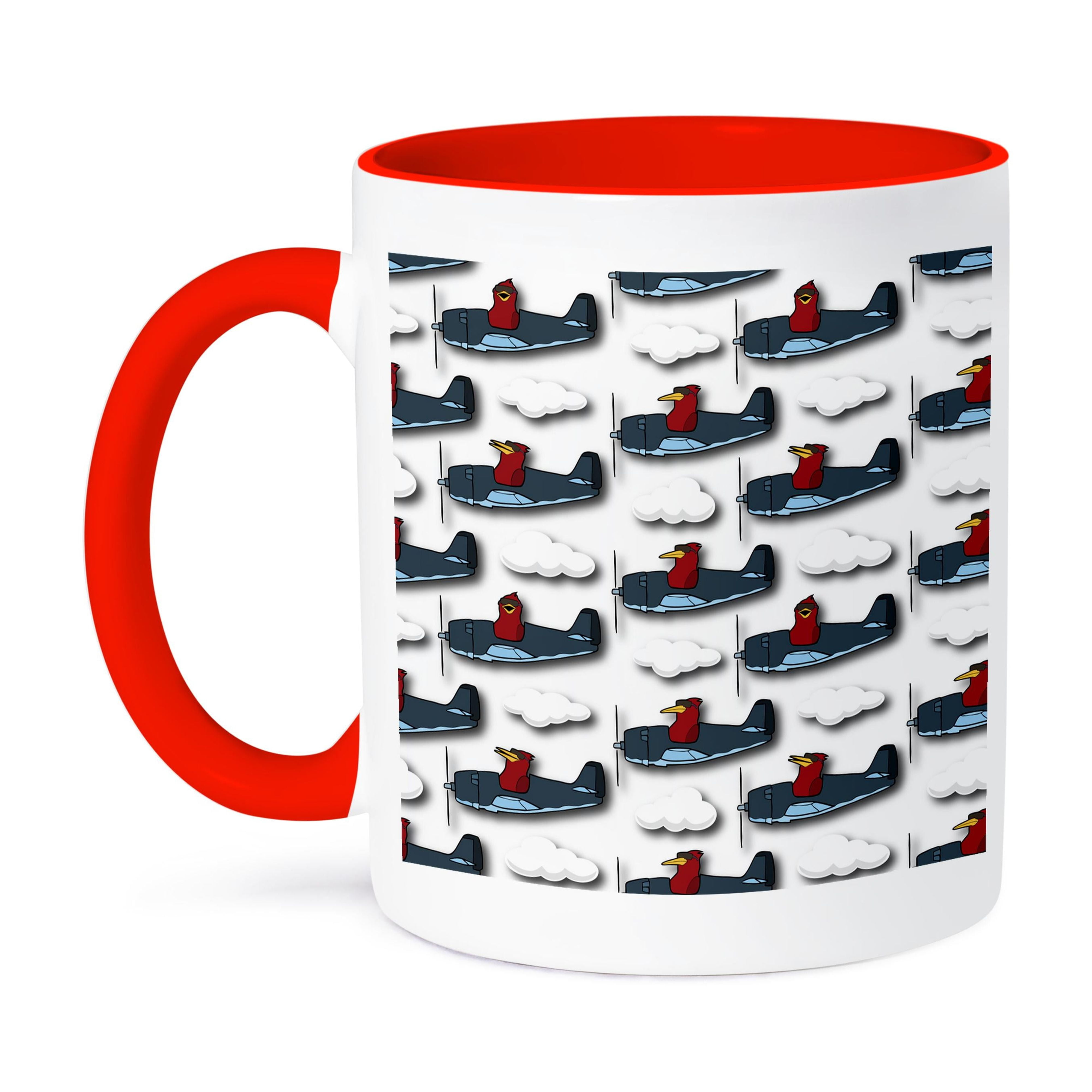 3dRose, CARTOON PATTERNS hellcats with clouds 3b8, 15oz Two-Tone Red ...