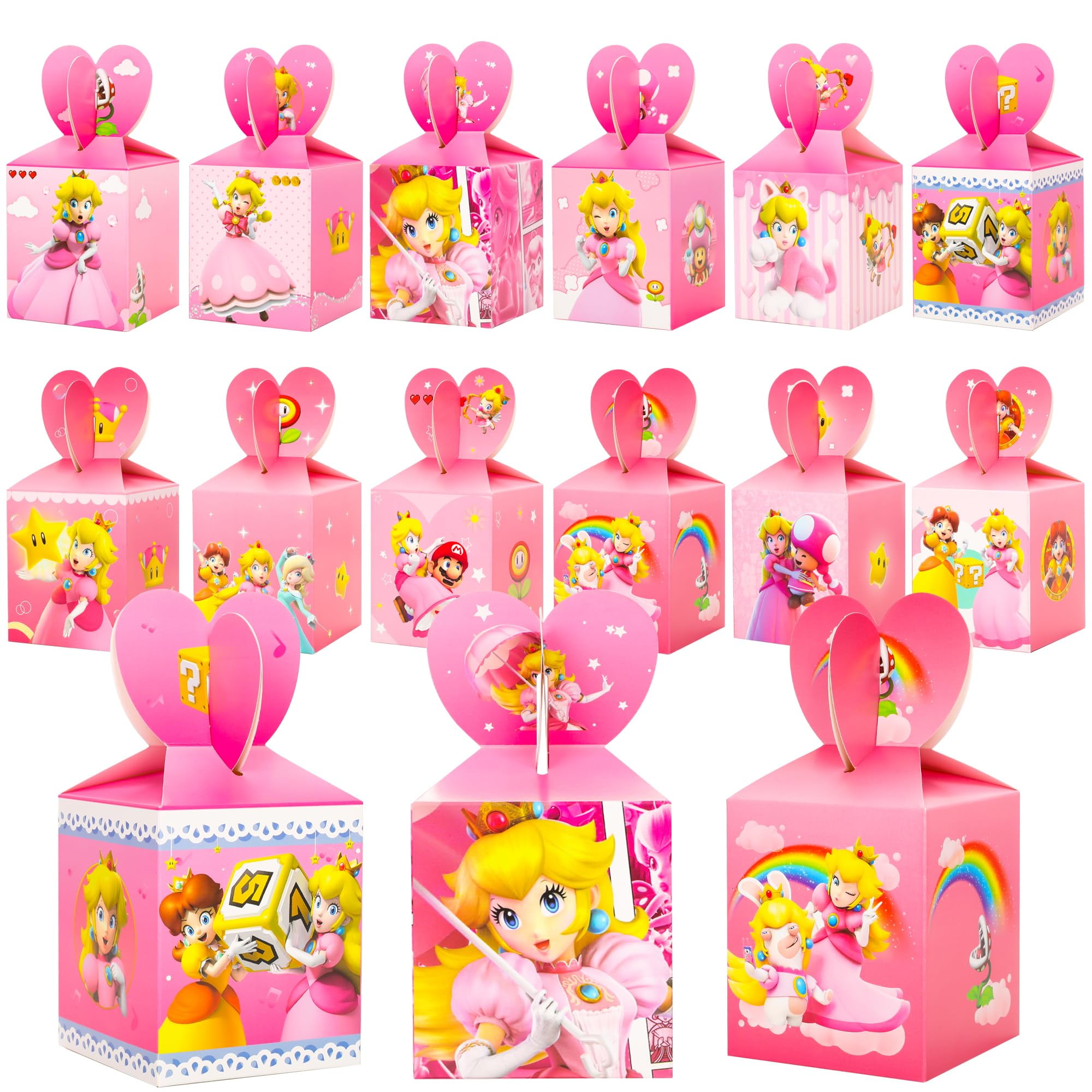 Cartoon Peach Party Gift Boxes - 24 PCS Peach Candy Boxes Tote Boxes ...