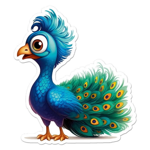Cartoon Peacock Sticker Indoor Outdoor Phone Decal Water Bottle ...