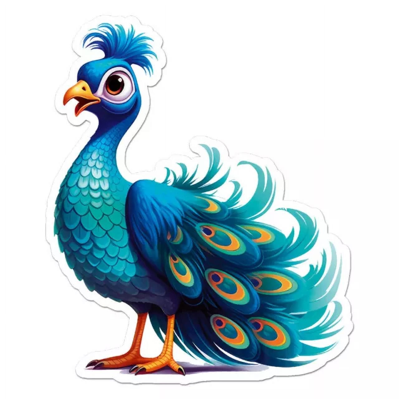Cartoon Peacock Sticker Indoor Outdoor Phone Decal Water Bottle ...