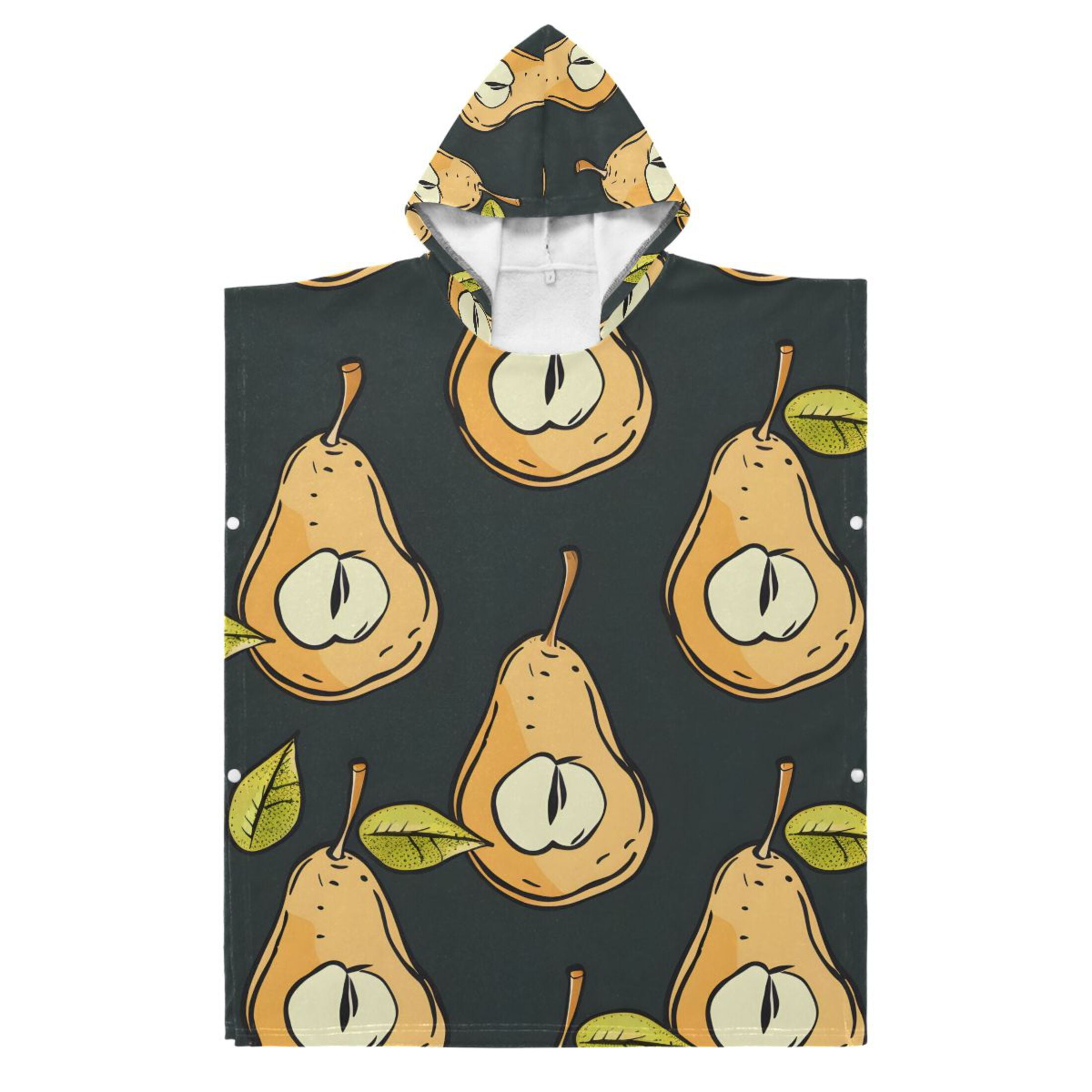 Cartoon Pears with Leaves Hooded Towel Toddler Bath Cape with Side ...